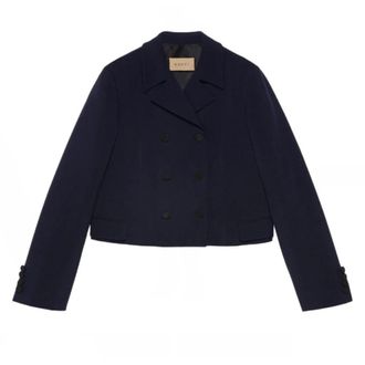 Gucci Mohair Cropped Jacke - - Coats - Damen - Blau - M