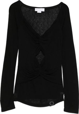 Stella McCartney t-shirt col v à manches longues - Noir