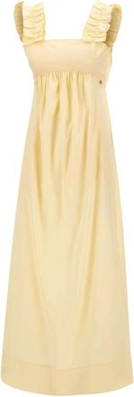 Liu Jo Femme, Robes, Jaune, Taille: 38 FR Robe longue &agrave; fronces