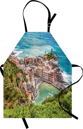 Abakuhaus Küsten Kochschürze, Ansicht von berühmter Fischer-Dorf Cinque Terre Italien Ligurian Sea Artworks Vernezza, Farbfest Höhenverstellbar Waschbar Klarer 