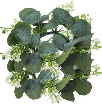 BESPORTBLE K&uuml;nstlicher Eukalyptus Kerzenring 2 St&uuml;ck Naturgetreu Kleiner Kranz aus Seidenstoffbl&auml;ttern und Kunststoffstielen Wiederverwendbar Fr&uuml;hlings und Innen