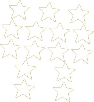 Pretyzoom 15 Stück Metallstern Glasiert Goldfarben Wand und Fensterdeko DIY Bastelrahmen Für Weihnachten Hochzeit Party Wohnzimmer Schlafzimmer