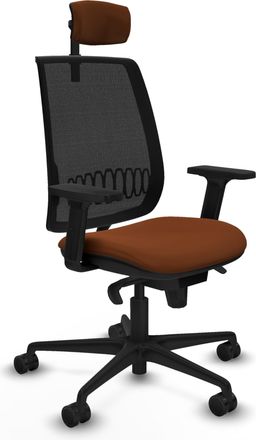 Piqueras y Crespo Alares Schutzstuhl mit 2D-Armlehnen, h&ouml;henverstellbarer Lendenwirbelst&uuml;tze und h&ouml;henverstellbarem Kopfteil, 5 Positionen, Schwarz / Braun