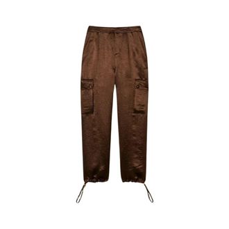 Twinset Cargo Hose aus Raso Froiss&eacute; - - Trousers - Damen - Braun - XL