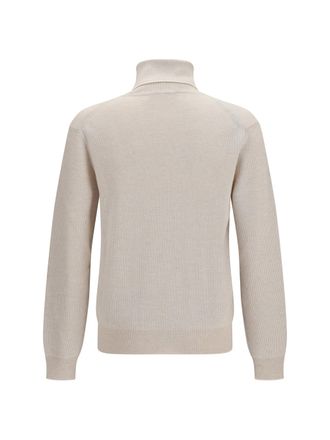 Brioni Wool and Cashmere Turtleneck Sweater - Beige