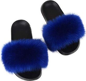 ORANDESIGNE Chaussons Pantoufles Femmes Chausson Peluche Slippers Sandales Bout Ouvert Accueil Chaussures B Bleu 38/39 EU B Bleu 38/39 EU