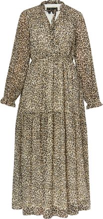 Faina Maxikleid mit Leoprint Damen Hellbeige Mehrfarbig
