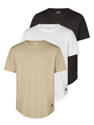 Jack & Jones T-Shirt Herren Basicshirt JJENOA 3er Pack Regular Fit (Vorteilspack, 3-tlg) Kurzarm Tee Shirt mit Rundhalsausschnitt aus 100% Baumwolle