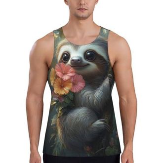 Generic D&eacute;bardeur respirant &agrave; s&eacute;chage rapide sans manches pour homme pour entra&icirc;nement &agrave; la plage S &agrave; 4XL, Fleurs Paresseux Mignon 20, XXL