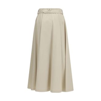 Burberry Womens Beige Cotton Midi Skirt