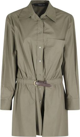 Federica Tosi Femme, Robes, Vert, Taille: 38 FR Robe Popeline avec Ceinture en Cuir