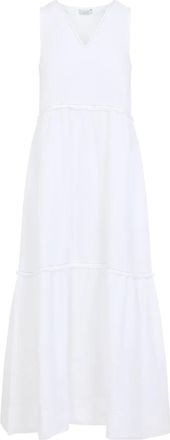 PESERICO Femme, Robes, Blanc, Taille: 36 FR Linen Long Dress