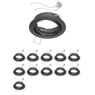LEDs Com 12 St&uuml;ck Decken-Einbaurahmen FERE Einbaurahmen anthrazit matt schwenkbar (LED/Halogen/MR16/50mm) inkl. GU5.3 Fassung