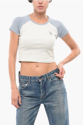 Converse ALL STAR CHUCK TAYLOR Two-Tone Cropped T-Shirt with Embroide size Xxs