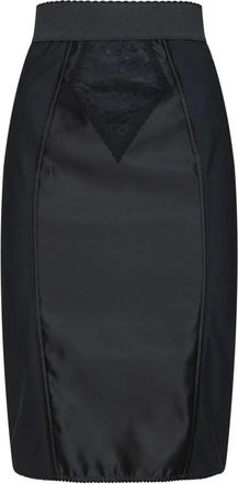 Dolce & Gabbana Femme, Jupes, Noir, Taille: 42 FR Jupe en dentelle et satin