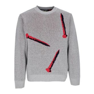 Iuter Grauer Pullover mit Nagelstickerei - - Knitwear - Herren - Grau - L