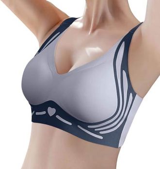 Generic Soutien-gorge push-up sans fil, sans couture, confortable, couverture compl&egrave;te au quotidien, bleu clair, XL