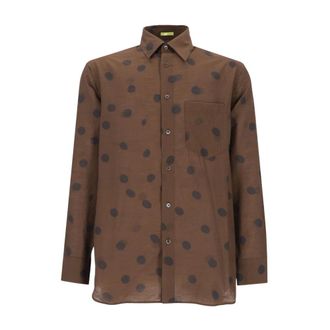 Paul Smith Viskose-Woll-Hemd mit Polka-Dot-Muster - - Shirts - Herren - Braun - XL