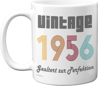 Stuff4 70. Geburtstagsgeschenke - Vintage 1956 Gealtert zur Perfektion Tasse - Geburtstag Retro Tasse f&uuml;r M&auml;nner und Frauen, 325 ml Premium-Keramiktasse, Sp&uuml;