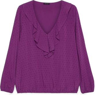 Fiorella Rubino Femme, Blouses et Chemises, Violet, Taille: 56 FR Blouse plumetis &agrave; pois avec volants