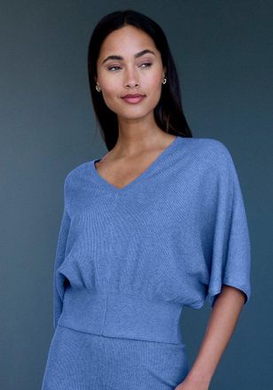 Copenhagen Fledermausshirt aus hochwertiger, feiner Rippe, Loungewear