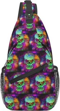 Generic Cr&acirc;ne Artistique En Col&egrave;re Aux Couleurs Grunge Sacoche Bandouliere Antivol Sling Bag D&eacute;contract&eacute; Sac &Agrave; Dos Bandouli&egrave;re Pour Quotidien Homme Femme
