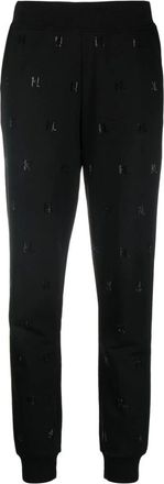 Karl Lagerfeld Femme, Pantalons, Noir, Taille: 40 FR Monogram Rhinestone Pantalons de surv&ecirc;tement