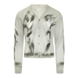 Versace Homme, Pulls, Gris, Taille: XL Cardigan en maille de soie imprim&eacute;e