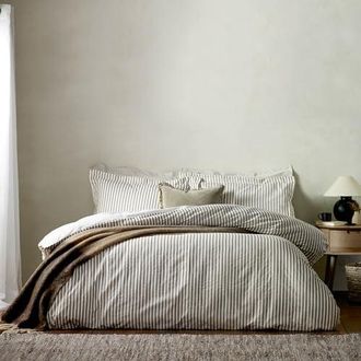 furn. Yard Hebden M&eacute;lange Stripe Bettbezug-Set aus 100% Baumwolle - Maulwurf - Doppelbett, MOL