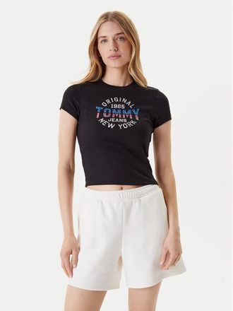 Tommy Jeans T-Shirt DW0DW21421 Schwarz Slim Fit