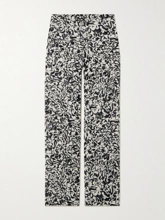 Dries Van Noten Hose Aus Bedrucktem Chiffon Mit Geradem Bein - Schwarz