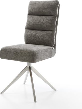 DELIFE Drehstuhl Pela-Flex Boucl&eacute; Soft Schlamm Kreuzgestell breit Edelstahl 360&deg; drehbar Wippfunktion Taschenfederkern, Esszimmerst&uuml;hle