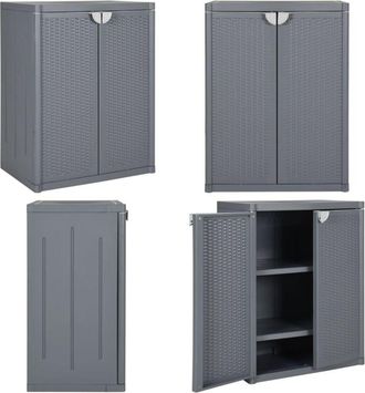 vidaXL Gartenschrank Grau 65x45x88 cm PP Rattan-Optik - Gartenschrank - Lagerschank - Outdoor M&ouml;bel - Gartenm&ouml;bel - Rattan Optik - Home & Living
