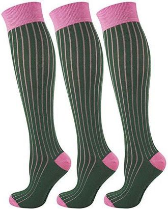 MySocks 3 Paires Chaussettes hautes unisexe c&ocirc;tel&eacute;es Pin vert rose