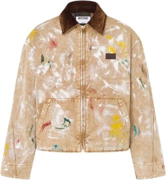 Moschino Homme, Vestes, Beige, Taille: XL Veste en coton bull imprim&eacute;