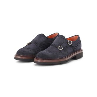 Santoni Doppel-Monkstraps aus Veloursleder