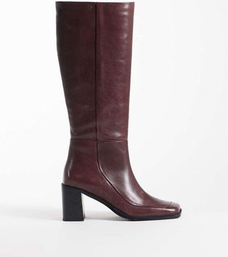 Bronx New-Corfu Stiefel mit eckiger Spitze bis zum Knie in tiefem Burgunderrot