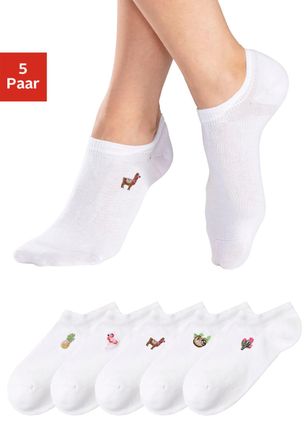 H.I.S Sneakersocken H.I.S, Damen, Gr. 35-38, wei&szlig; (5x wei&szlig;), Baumwollmischung, mit Stickerei, unifarben, elastisch, Socken Sneakersocken, mit Motivstickerei