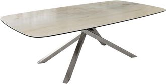 DELIFE Esszimmertisch Edge Boot 240x120 cm Keramik Iris FMG Onice ORO Kreuzgestell Rechteck Edelstahl