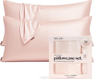 Kitsch Kissenbezug aus 100% Satin mit Reißverschluss, weicher als Seidenkissenbezug für Haar und Haut, kühlender Kissenbezug, Satin-Kissenbezug (King (2er-Pa