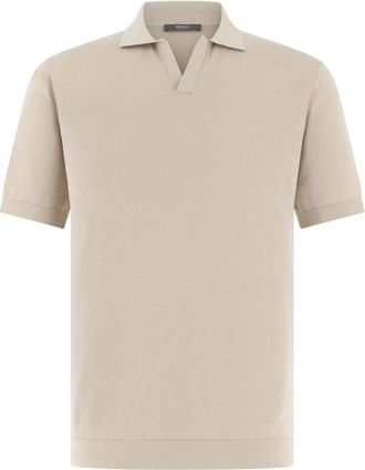 Boggi Milano Homme, Pulls, Beige, Taille: 3XL Polo &agrave; col ouvert en coton gaz&eacute;