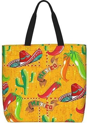 Generic Chapeau De Cactus Et Piment Sac Courses Pliable Tote Bag Imperm&eacute;able Sac Fourre Tout Pour Travail Shopping Voyage