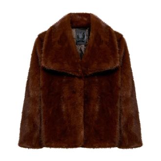 John Richmond Manteau Court avec Col en Fausse Fourrure - Homme - Vestes - Brun - Taille: 3XS