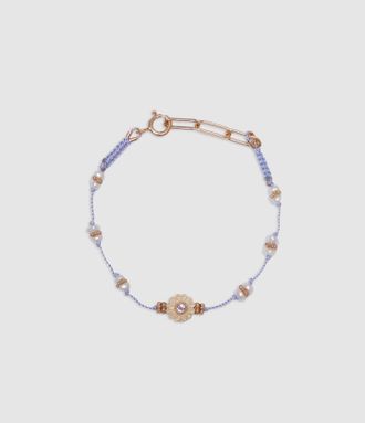 Tityaravy Bracelet Malasai Lila Perle Émail Blanc