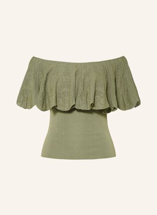 BA&SH Ba&Sh Off-Shoulder-Stricktop Mit Volants gruen