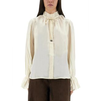 Ganni Fluid Cupro Tie Shirt - - Blouses & Shirts - Damen - Beige - S