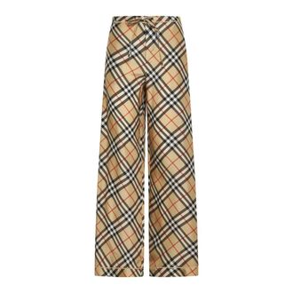 Burberry Femme, Pantalons, Beige, Taille: 32 FR Pantalon de Pyjama en Soie à Carreaux