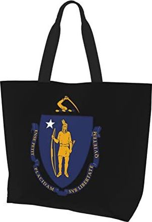 AOOEDM Ssachusetts State Flag Ladies Canvas Tote Sac &agrave; provisions r&eacute;utilisable