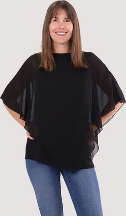 Malito more than fashion Chiffonbluse 10732 Schlupfbluse Blusenshirt asymmetrisch geschnitten Einheitsgröße