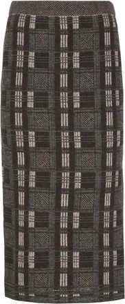D.exterior Alpaka-Mischung Karo-Rock - - Skirts - Damen - Braun - M